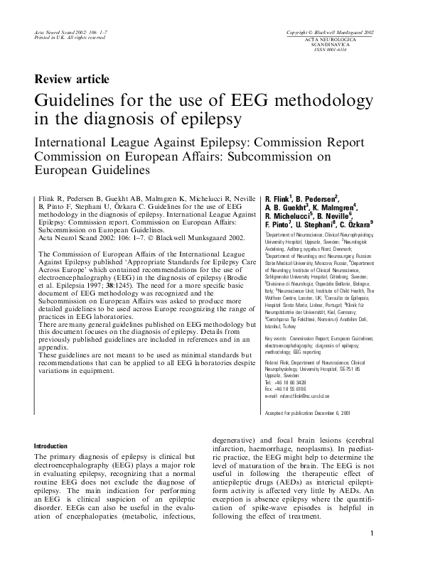 (PDF) Guidelines for the use of EEG methodology in the diagnosis of epilepsy