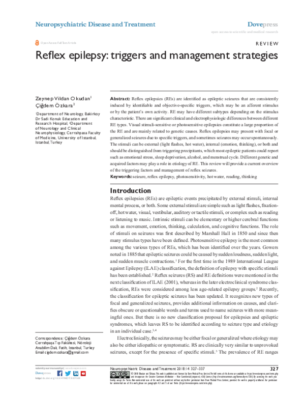 (PDF) Reflex epilepsy: triggers and management strategies