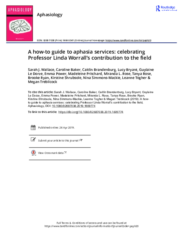 (PDF) A how-to guide to aphasia services: celebrating Professor Linda ...