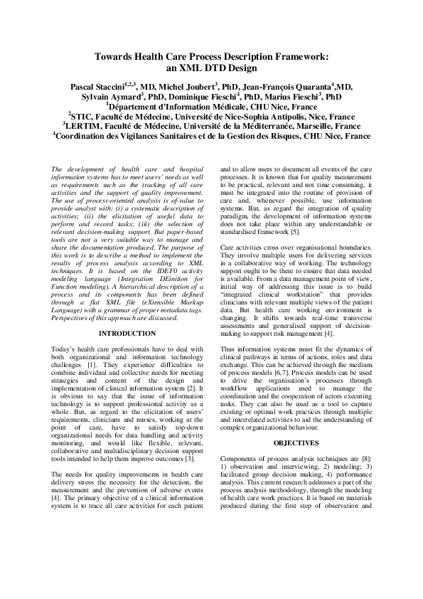 (PDF) Towards health care process description framework: an XML DTD design
