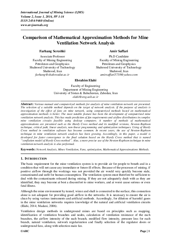 (PDF) Comparison of Mathematical Approximation Methods for Mine ...