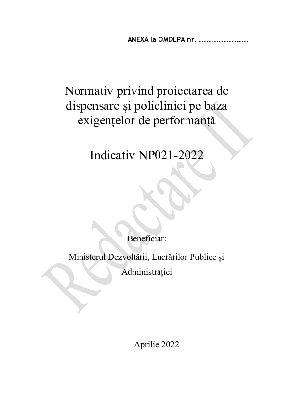 (DOC) NP021-2022 PROIECTAREA DE DISPENSARE ȘI POLICLINICI