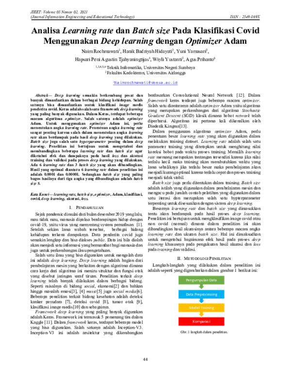 (PDF) Analisa Learning Rate dan Batch Size pada Klasifikasi Covid ...