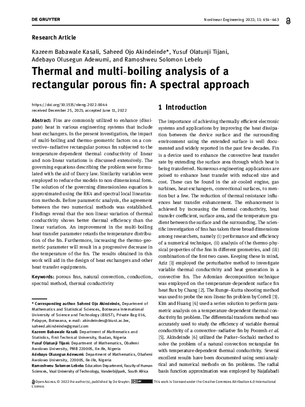 (PDF) Thermal and multi-boiling analysis of a rectangular porous fin: A ...