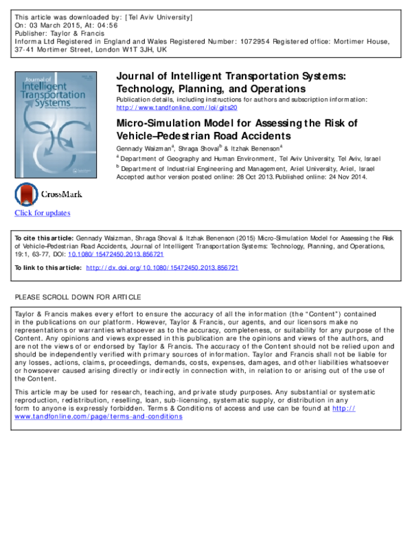 (PDF) Micro-Simulation Model for Assessing the Risk of Vehicle ...