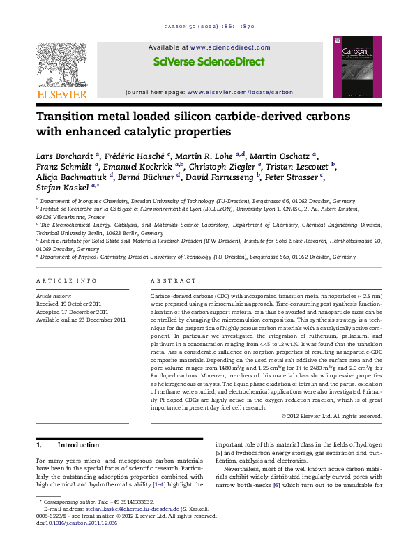 (PDF) Transition metal loaded silicon carbide-derived carbons with enhanced catalytic properties