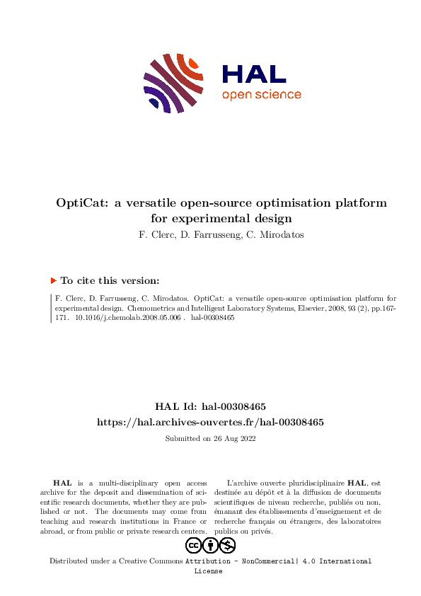 (PDF) OptiCat: A versatile open-source optimization platform for experimental design