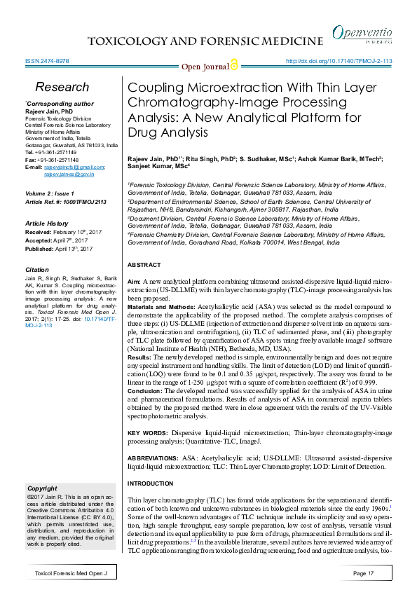(PDF) Coupling Microextraction With Thin Layer Chromatography-Image Processing Analysis: A New ...
