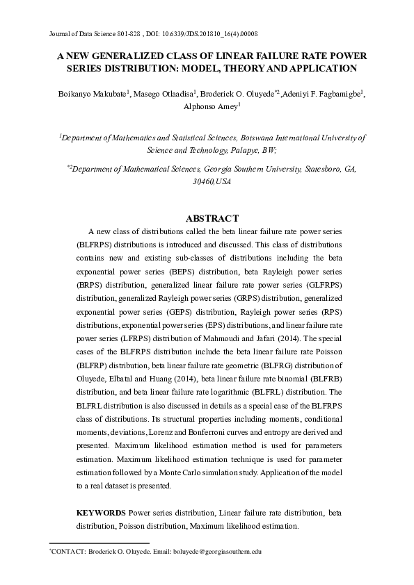 (PDF) A New Generalized Class of Linear Failure Rate Power Series ...