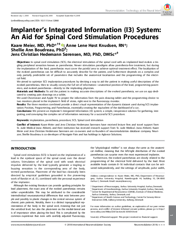 (PDF) Implanter's Integrated Information (I3) System: An Aid for Spinal ...