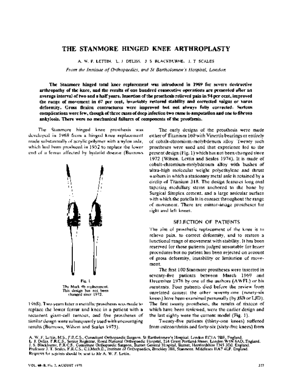 (PDF) The Stanmore hinged knee arthroplasty