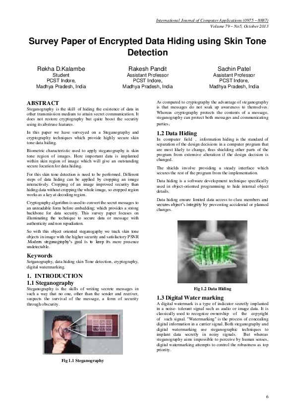 (PDF) Survey Paper of Encrypted Data Hiding using Skin Tone Detection
