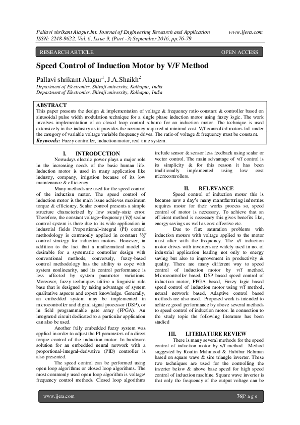 Pdf Speed Control Of Induction Motor By V F Method