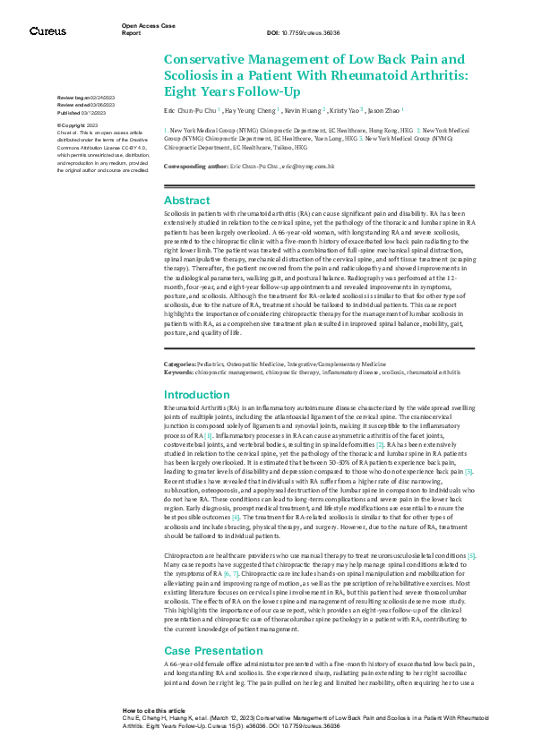 (PDF) Conservative Management of Low Back Pain and Scoliosis in a Patient With Rheumatoid ...