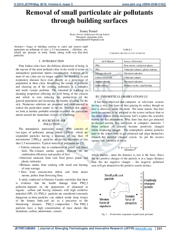 (PDF) Removal of small particulate air pollutants through building ...