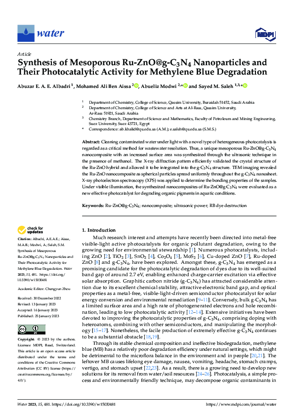 (PDF) Synthesis of Mesoporous Ru-ZnO@g-C3N4 Nanoparticles and Their Photocatalytic Activity for ...