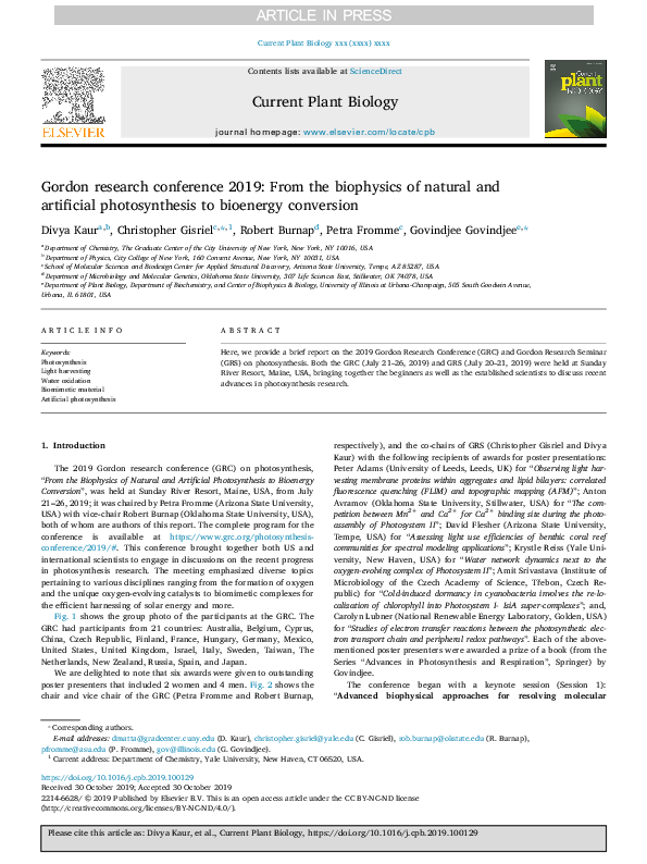(PDF) Gordon Research Conference 2019: From the Biophysics of Natural ...