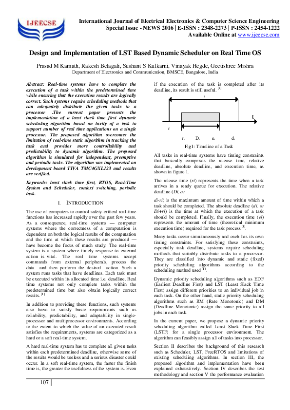 Pdf Design And Implementation Of Lst Based Dynamic Scheduler On Real