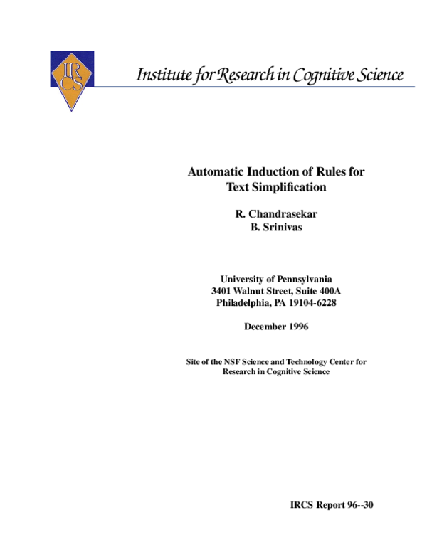 (PDF) Automatic induction of rules for text simplification