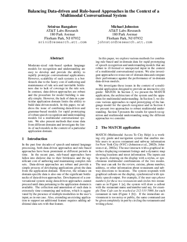 Pdf Balancing Data Driven And Rule Based Approaches In The Context Of A Multimodal