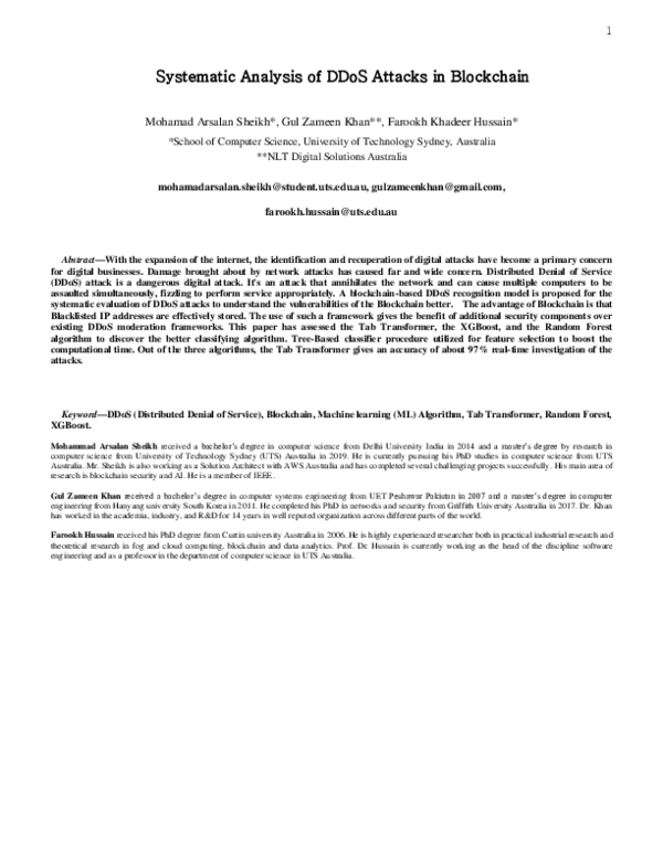 Pdf Systematic Analysis Of Ddos Attacks In Blockchain