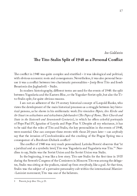 (PDF) The Tito-Stalin Split of 1948 as a Personal Conflict