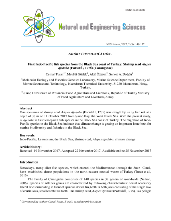 (PDF) First Indo-Pacific fish species from the Black Sea coast of ...