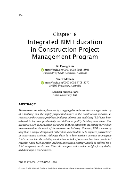 (PDF) Integrated BIM Education in Construction Project Management Program