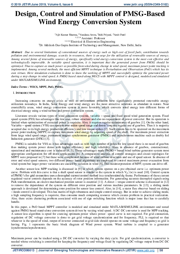 (PDF) Design, Control and Simulation of PMSG-Based Wind Energy Conversion System
