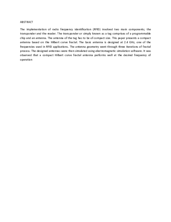 Pdf Hilbert Curve Fractal Antenna For Rfid Application