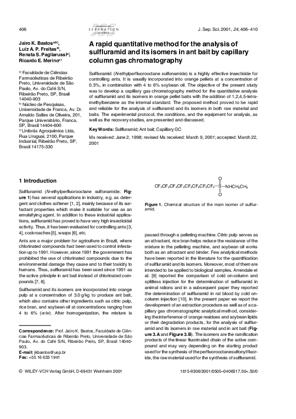 (PDF) A rapid quantitative method for the analysis of sulfluramid and ...