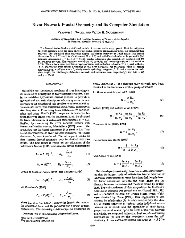Pdf River Network Fractal Geometry And Its Computer Simulation