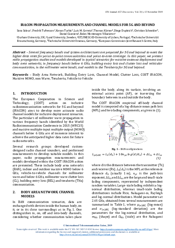 (PDF) Iracon Propagation Measurements and Channel Models for 5G and ...