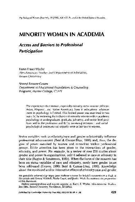 (PDF) Minority Women in Academia