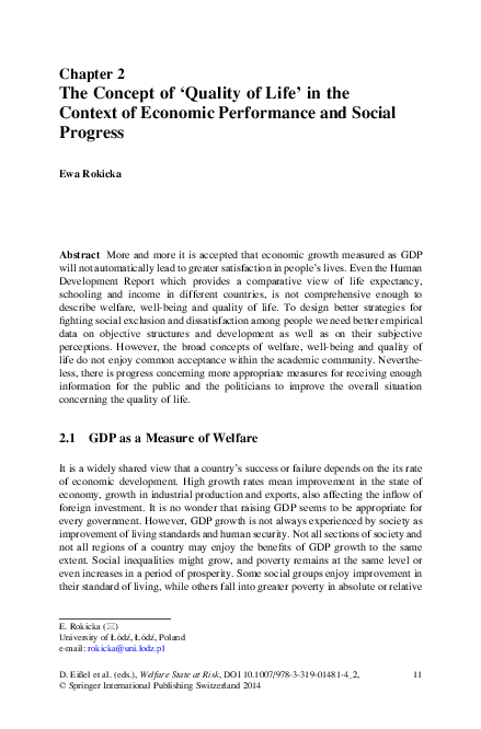 (PDF) The Concept of ‘Quality of Life’ in the Context of Economic ...