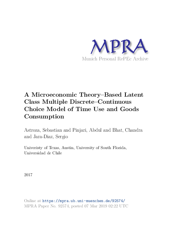 (PDF) A Microeconomic Theory–Based Latent Class Multiple Discrete–Continuous Choice Model of ...