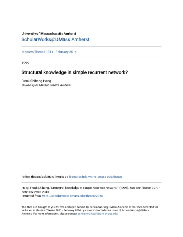 (PDF) Structural knowledge in simple recurrent network