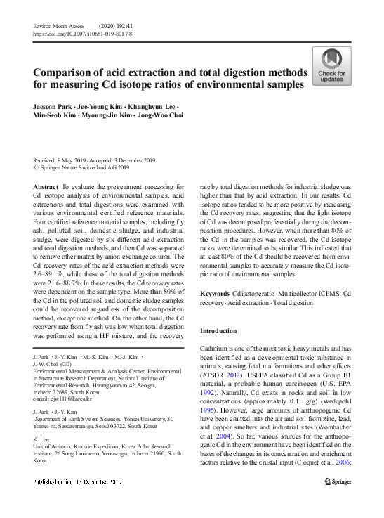 (PDF) Comparison of acid extraction and total digestion methods for ...