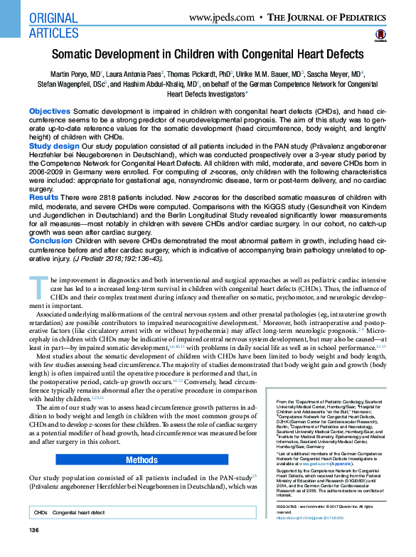 (PDF) Somatic Development in Children with Congenital Heart Defects ...