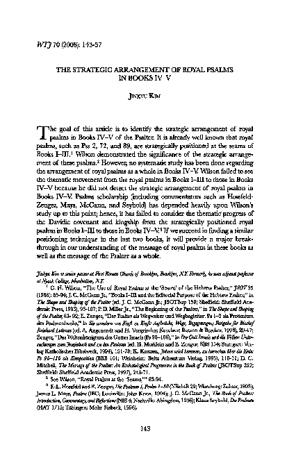 (PDF) THE STRATEGIC ARRANGEMENT OF ROYAL PSALMS IN BOOKS IV-V