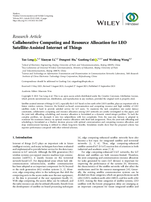(PDF) Collaborative Computing and Resource Allocation for LEO Satellite ...