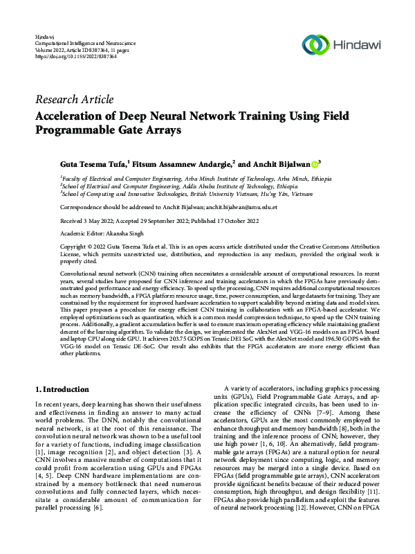 (PDF) Acceleration of Deep Neural Network Training Using Field Programmable Gate Arrays