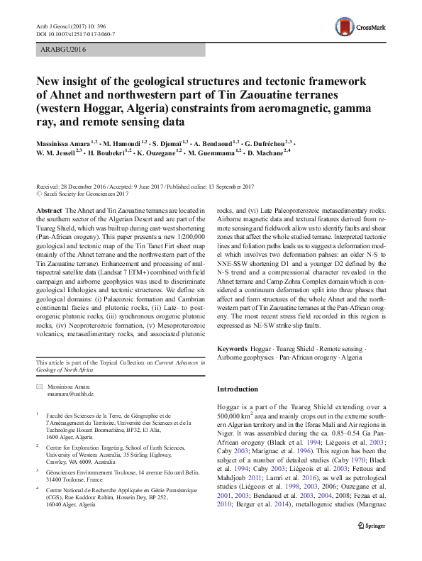 (PDF) New insight of the geological structures and tectonic framework ...