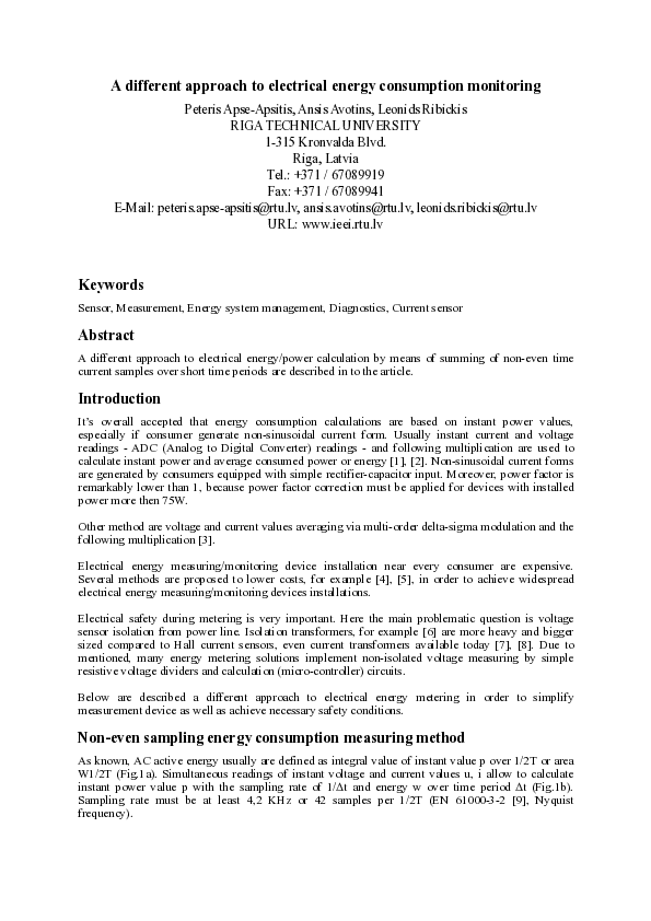 (PDF) A different approach to electrical energy consumption monitoring