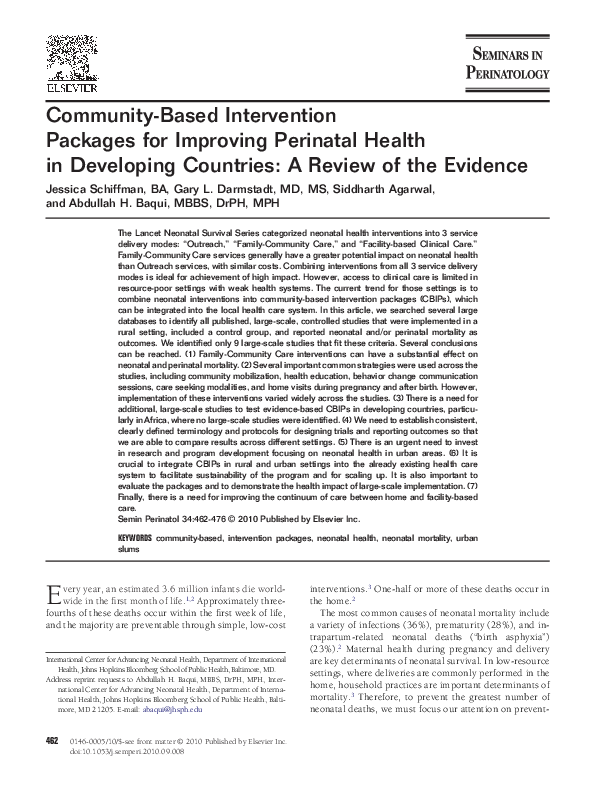 (PDF) Community-Based Intervention Packages for Improving Perinatal ...