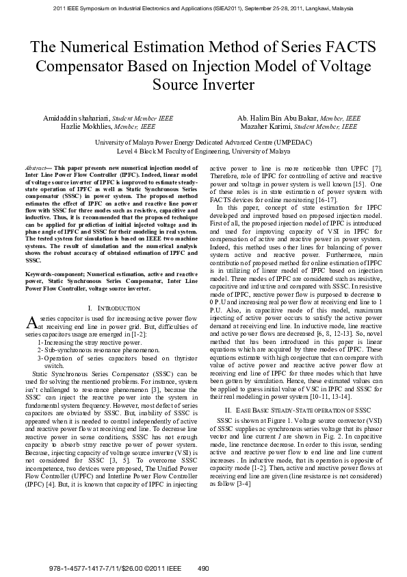 (PDF) The numerical estimation method of series FACTS compensator based ...