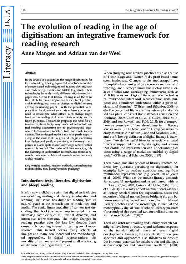 (PDF) The evolution of reading in the age of digitisation: an ...