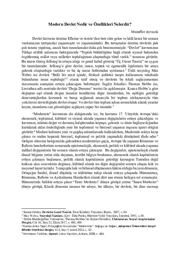 (PDF) Modern Devlet Nedir ve Özellikleri Nelerdir