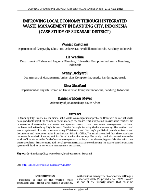 (PDF) Improving local economy through integrated waste management in ...