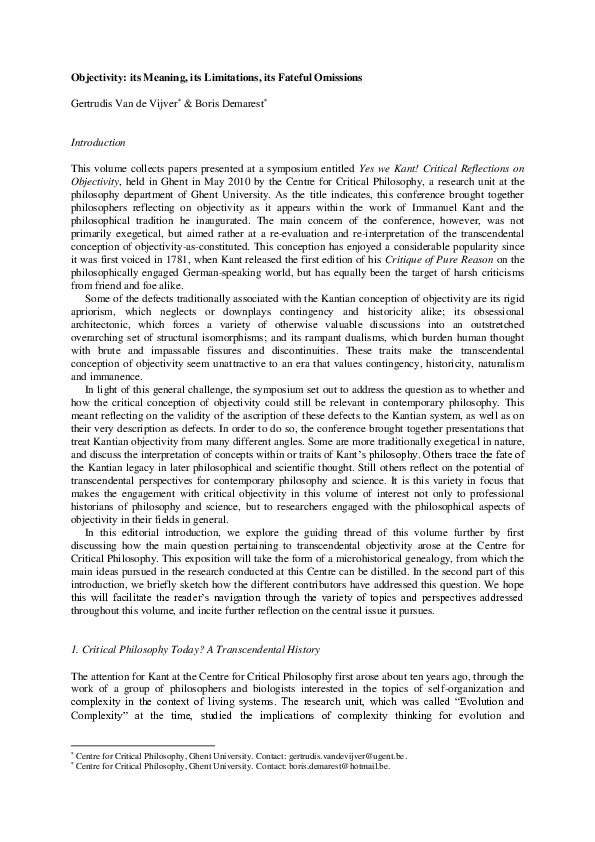 (PDF) Objectivity: its meaning, its limitations, its fateful omissions
